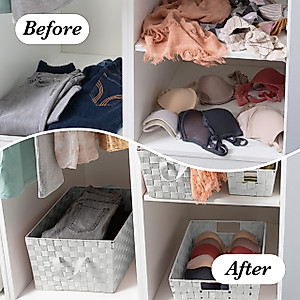 Simplify Medium Woven Strap Tote, HeatherGrey, Small Tote