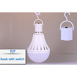 K JINGKELAI 9W Rechargeable LED Bulbs with Battery Backup - Emergency Light Bulb, E27/E26 Base, 60W Equivalent Brightness, Intelligent Power Outage Lighting with Hook, 4-Pack