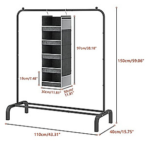 Calmootey Portable Clothing Garment Rack with 5-Shelf Hanging Closet Organizer,Clothes and Shoes Storage Rack,Hanging Storage Shelves for Closet,Black