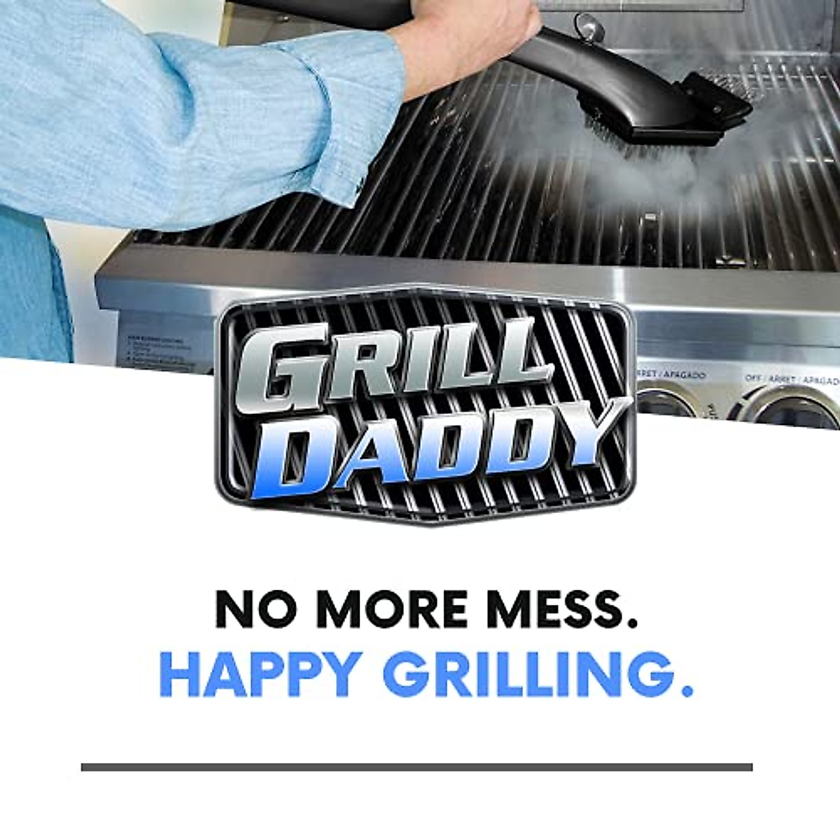 Grill Daddy Made in the USA Bristles GB91062S Barbeque Grill Steam Brush with Stainless Steel B, 15-Inch, Black