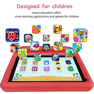 2024 Kids Tablet for Kids Android Tablet 7 inch 128GB Extended Memory, Google Play Installed Parental Control Mode Puzzle Game IPS HD Display, Toddler Tablet with Shock-Proof Case, Red