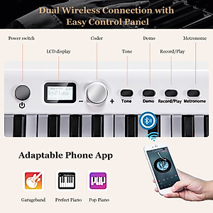 Costzon 88-Key Foldable Digital Piano Keyboard, Full Size Semi-Weighted Keyboard, Portable Electric Piano w/Lighted Keys, Support USB/MIDI, Speakers, Sustain Pedal & Carrying Bag for Beginner (White)