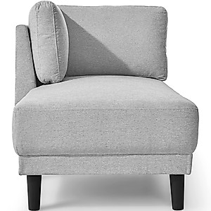 KoiHome 65" Mid-Century Modern Fabric Corner Chair, Upholstered Indoor Chaise Lounge, Sleeper One-Arm Recliner Daybed Sofa Bed for Bedroom,Office,Small Living Room,Apartment, Polyester, Grey
