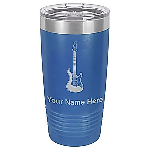 LaserGram 20oz Vacuum Insulated Tumbler Mug, Electric Guitar, Personalized Engraving Included (Dark Blue)