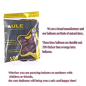 AULE Burgundy Chrome Metallic Latex Balloons 12 Inch 100 Pcs Maroon Balloon for Birthday Party Decorations