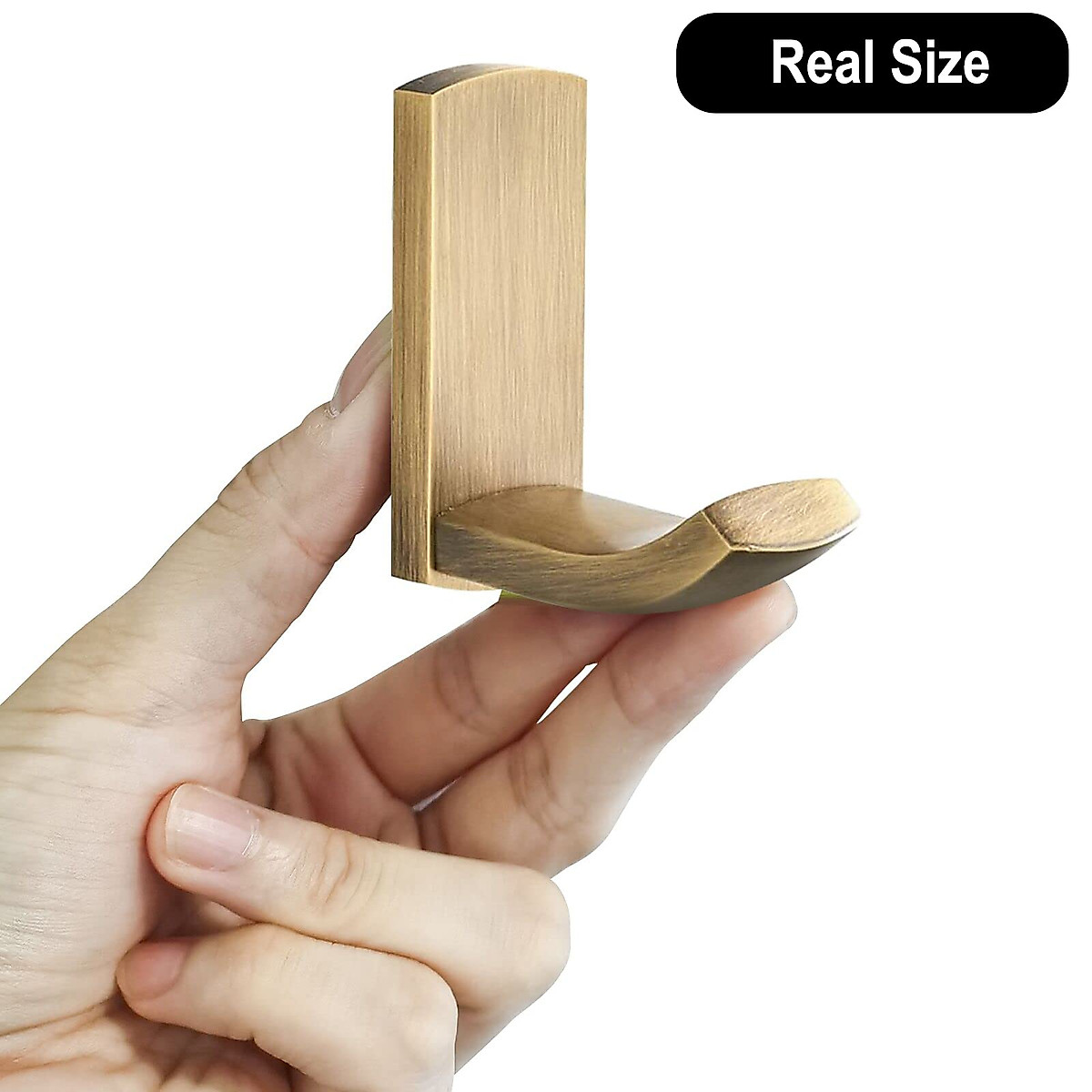 BATHSIR Antique Brass Towel Hooks, Wall Robe Hooks Bathroom Retro Coat Hooks 2 Pack