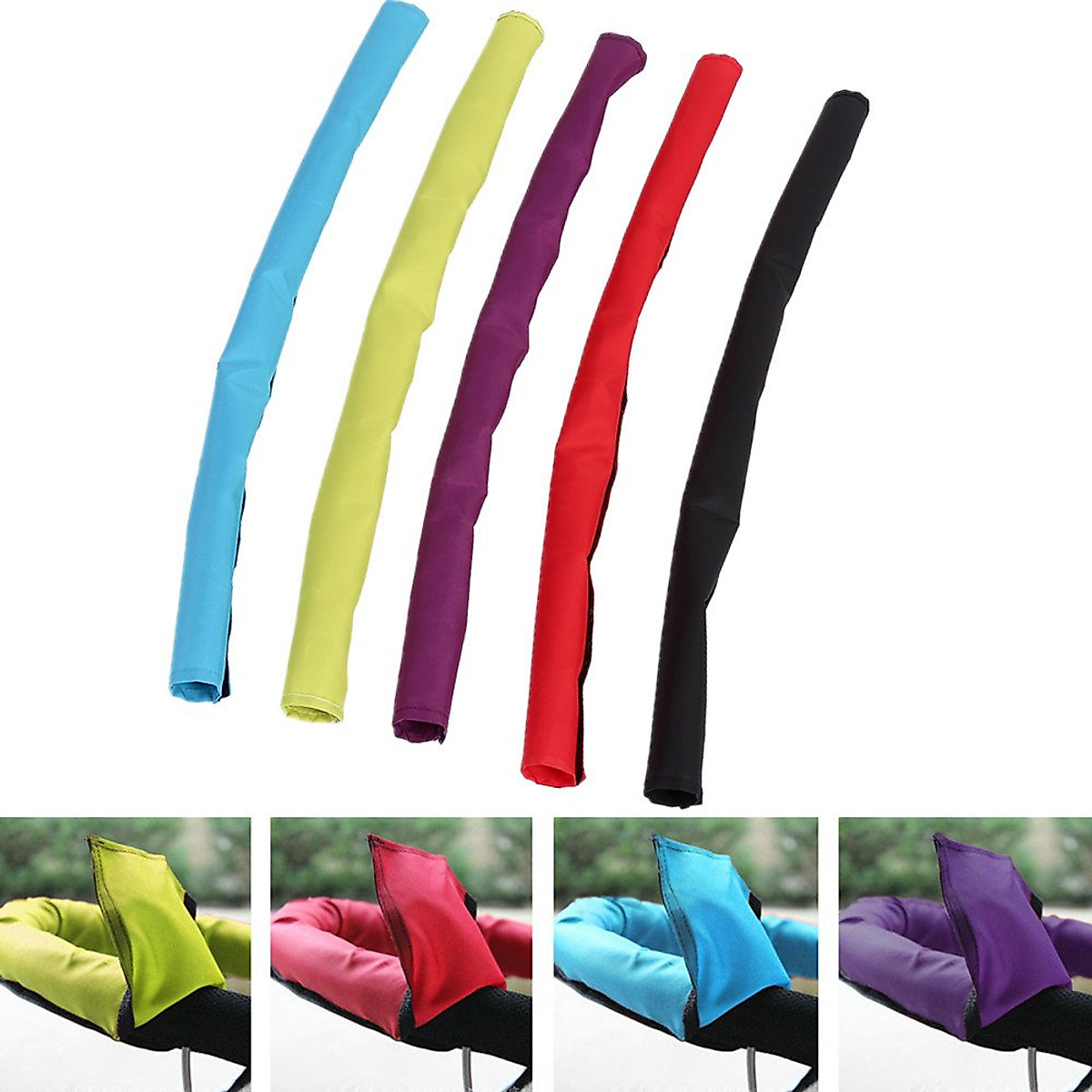 Baby Pushchair Stroller Fabric Handle Bar Pushchair Handlebar Warmer Gloves Cover (Black)