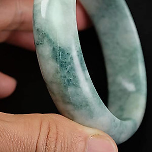 59mm Certified Bluish Green Burma Jadeite Jade Bangle Bracelet