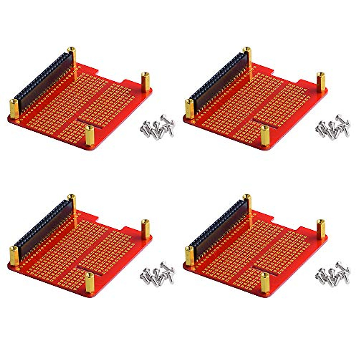 GeeekPi 4X Prototype Breakout DIY Breadboard PCB Shield Board Kit for Raspberry Pi 4 3 2 B+ A+ (Red)