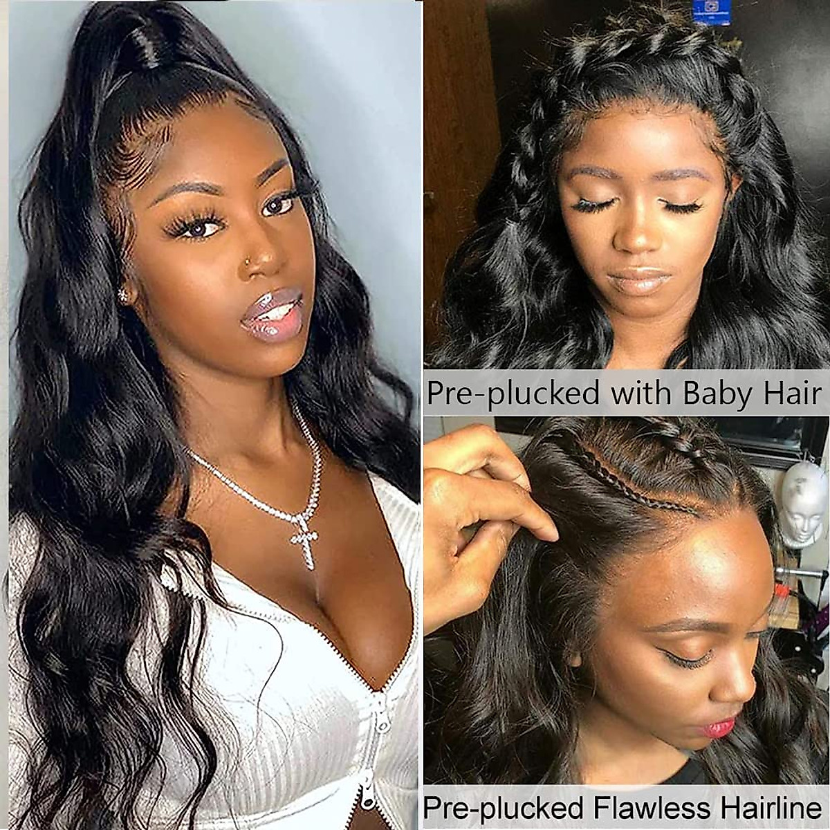 13x4 Lace Front Wigs 26Inch Body Wave 180 Density Ceramic 10A Glueless Human Hair Wigs for Black Women Brazilian Virgin Hair Pre Plucked Bleached Knots Natural Color