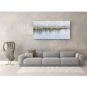 "Glowing from Afar" Oil Painting Prints on Wrapped Canvas, Wall Art Decoration for Office Living Room Bedroom, 47x23.5 inch