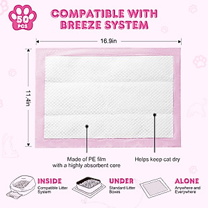 YONKFUL 16.9x11.4 Inch Cat Pad Refills for Tidy Cats Breeze Litter System - Breeze Compatible Refills, Unscented, Super Absorbent 50 Pads for Cat Litter Box, Quick-Dry, Odor Control