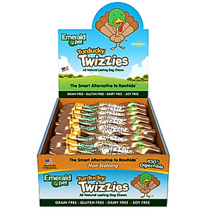 Emerald Pet 15 Pack of Turducky Twizzies Grain-Free Dog Chews, 6 Inch, Made in The USA