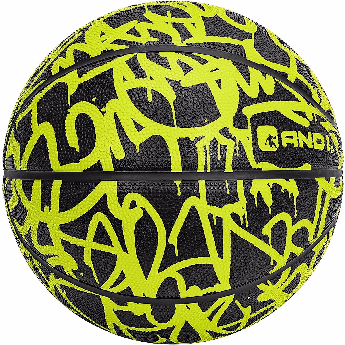 AND1 Fantom Graffiti Rubber Basketball Game Ready, 27.5 Inches, Youth Size 5, Made for Indoor and Outdoor, Sold Deflated (Pump NOT Included), Volt