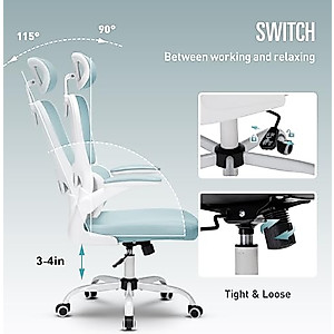 SOMEET Office Chair, Ergonomic Mesh Office Chair with Adjustable Headrest and Arms, High Back Ergonomic Desk Chair with Lumbar Support, Comfortable Home Office Desk Chairs with Tilt Lock (Blue)