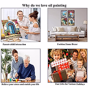 GemZono 4 Pack Paint by Numbers for Adults Without Frame, DIY Oil Painting Set for Beginner, Scenery Canvas for Home Wall Decor Arts (12X16 inch/ 30X40cm)