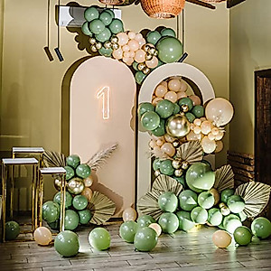 GAGAKU 100pcs Sage Green Balloons Different Sizes 5/10/12/18 Inch for Garland Arch, Olive Green Party Balloons for Baby Shower Wedding Birthday Anniversary Eucalyptus Themed Party Decoration