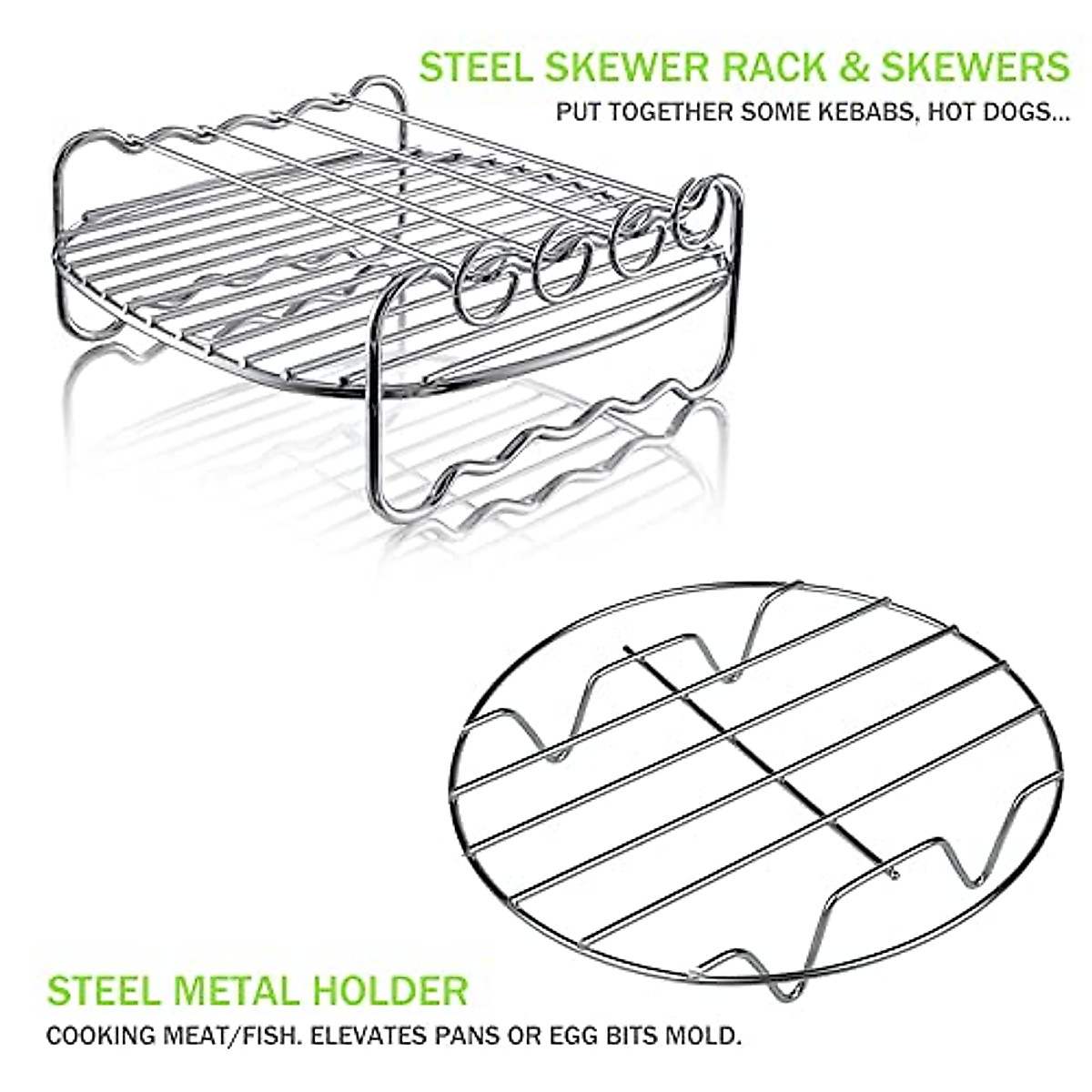 Air Fryer Accessories Set 12pcs Compatible for 4, 4.2, 5, 5.5, 5.8, 6 QT Cosori Gowise Philips Ninja Cozyna Chefman Gourmia Dash Air Fryer