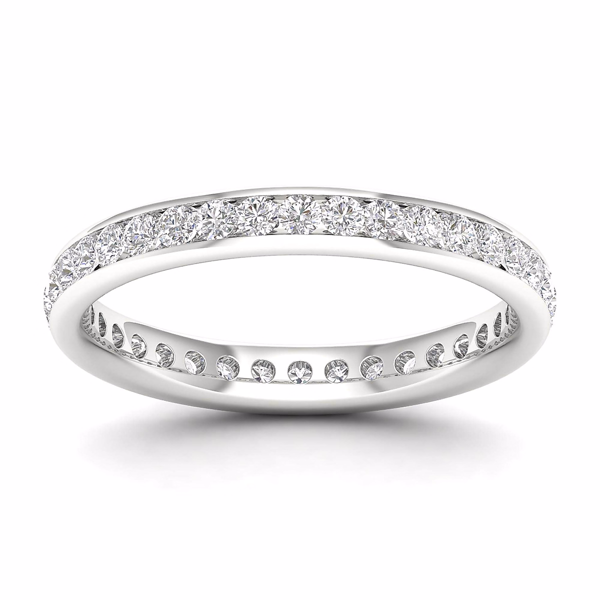 IGI Certified 14k White Gold 1/2CT TDW All-Around Diamond Stackable Eternity Wedding Band by Diamond Hub Love Gift for Women(H-I,I2)