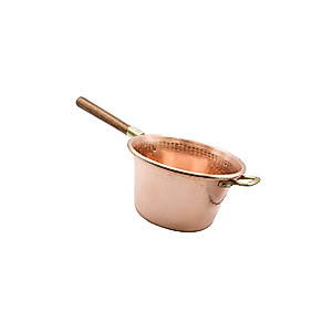 CREARTISTIC Made in Italy - Red Copper Pot For Polenta – 10.6 Inch - 4.8 Qt – For 6 People – Long Wood Handle – Pure Copper Pan – Italian CookWare – Hammered Copper – Copper chef – Copper Pots