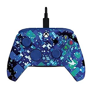 PDP Gaming REMATCH Enhanced Wired Controller Licensed for Xbox Series X|S/Xbox One/PC/Windows, Mappable Back Buttons, Advanced Customizable App - Digital Glitch Blue