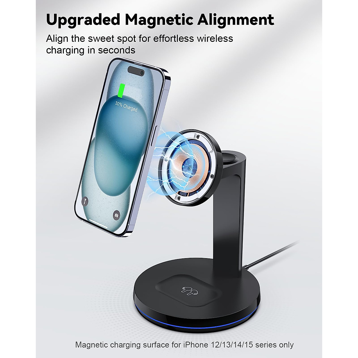 Magnetic Wireless Charger 3 in 1 - NANAMI Fast Wireless Charging Station for Multiple Devices Mag Safe Charger Stand for Apple Watch Series 8/7/SE, Phone Charger Dock for iPhone 15/14/13/12, AirPods