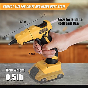 Cordless Hot Glue Gun for 20V Max Lithium Battery (Battery NOT Included) for Arts & Craft DIY & Decoration with 30PCS 0.27" Glue Sticks