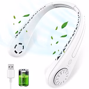 RXGYL Portable Neck Fan Bladeless Neck Fans Portable Rechargeable Battery 2400mAh, Blast Personal Fans for Your Neck can Working 4-8 Hrs, Cooling Neck Fan have 3 Speeds Settings (White)