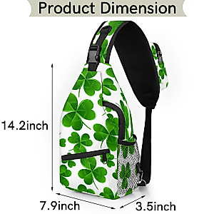 St. Patrick's Day Clover Sling Bag Crossbody Bag for Women and Men Shoulder Bag Travel Hiking Backpack Casual Daypack Cross Body Chest Bag
