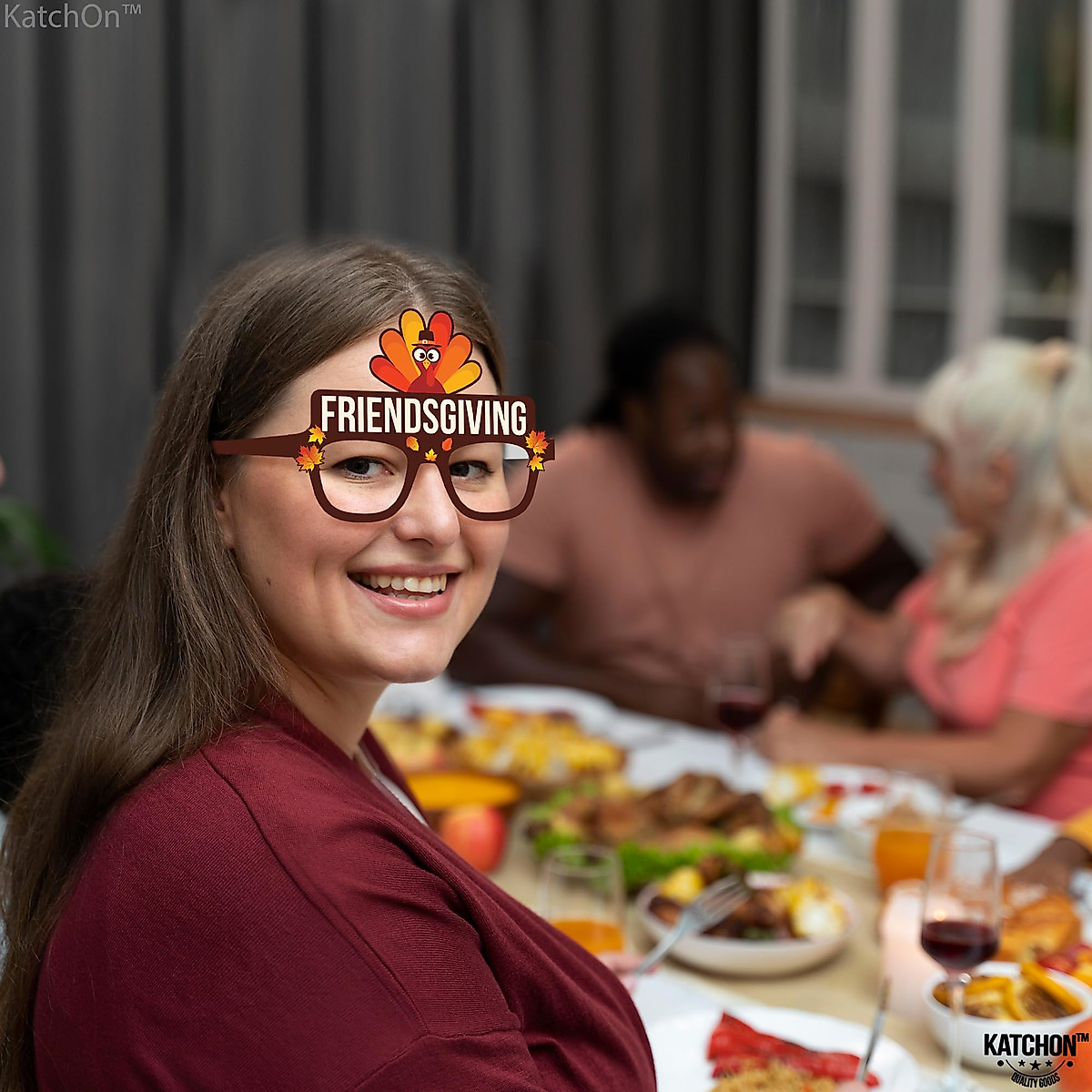 KatchOn, Happy Friendsgiving Glasses - Pack of 12 | Turkey Glasses for Friendsgiving Party Decorations | Thanksgiving Paper Glasses for Friendsgiving Decorations Indoor | Friendsgiving Party Favors