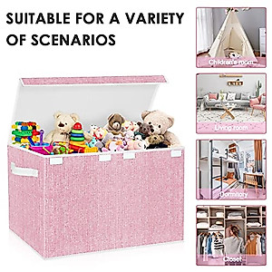 homyfort Large Toy Box Chest for Girls, Kids Toy Bin Storage Organizer with Lid for Babies,Toddlers,Nursery,Playroom，Pink Shoe Organizer Over the Door for Girls