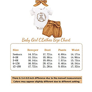 Newborn Baby Girl Clothes Outfits Cute Baby Ruffle Romper Pants with Headband Summer Clothing Set (Khaki, 12-18 Months)