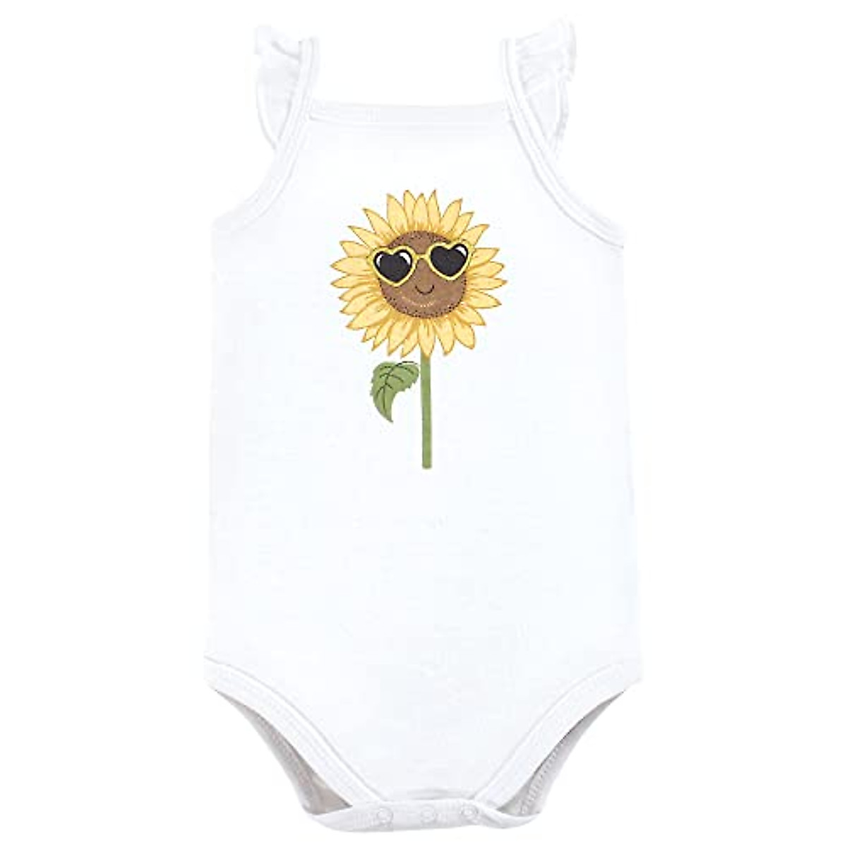 Hudson Baby Unisex Baby Cotton Sleeveless Bodysuits, Sunflower, 3-6 Months