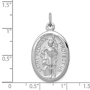 Solid 925 Sterling Silver Catholic Patron Saint Florian Pendant Charm Medal - 35mm x 20mm
