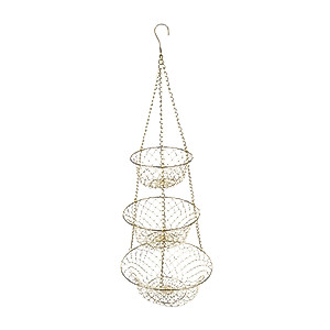 Fox Run Gold 3-Tier Kitchen Hanging Fruit Basket, 32-Inches