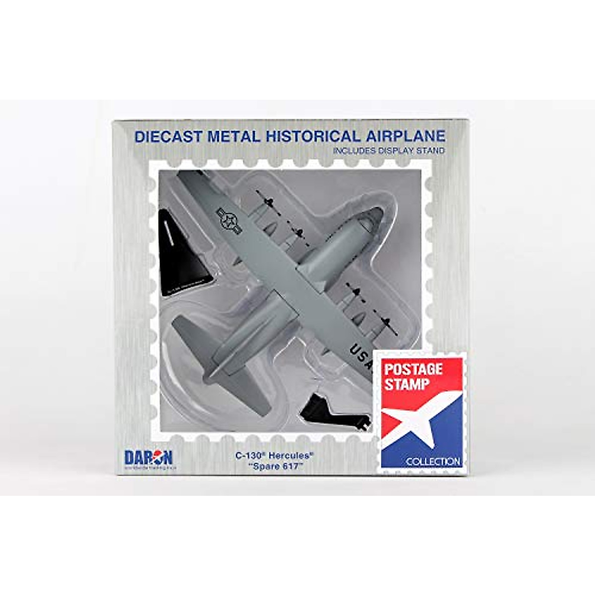 Daron Worldwide Trading Postage Stamp USAF C-130 1/200 Spare 617 Airplane Model, White