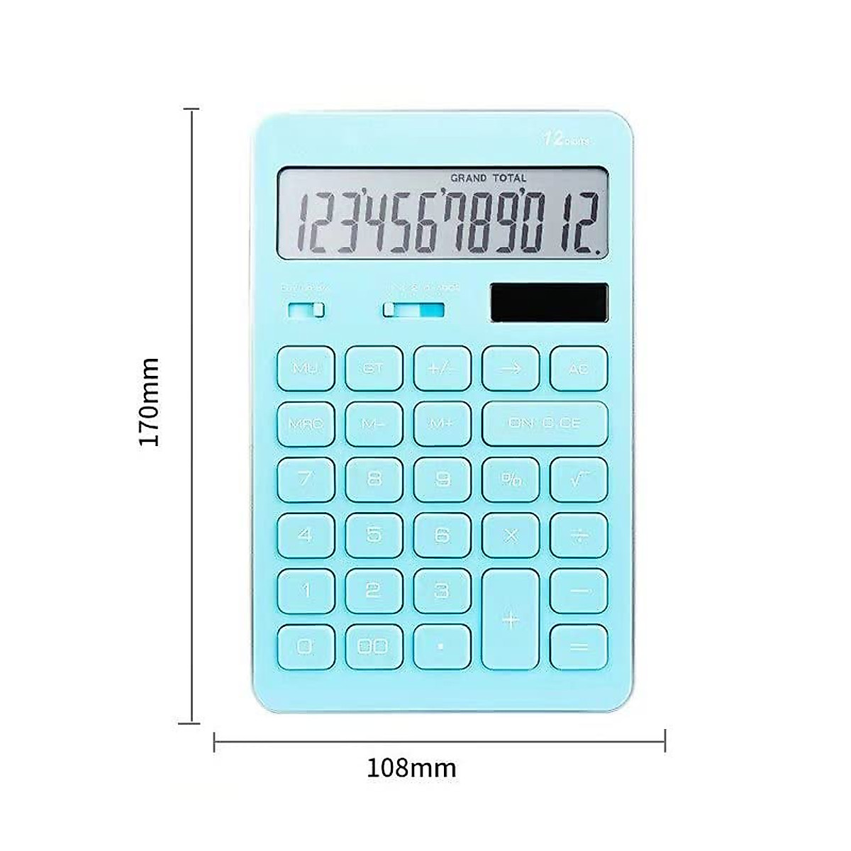 Calculator Learning Color Financial Accounting Office Calculator Simple Dual Power Solar 12 Digit Display Calculator (Color : B, Size