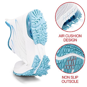 AKK Women's Air Running Shoes - Non Slip Breathable Gym Jogging Tennis Fitness Fashion Athletic Workout Sneakers White/Blue Size 7