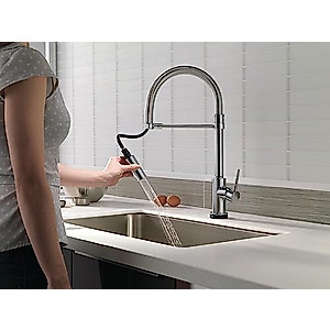Delta Faucet Trinsic Pro Commercial Style Kitchen Faucet, Touch Kitchen Faucets with Pull Down Sprayer, Kitchen Sink Faucet, Touch Faucet, Delta Touch2O Technology, Arctic Stainless 9659T-AR-DST
