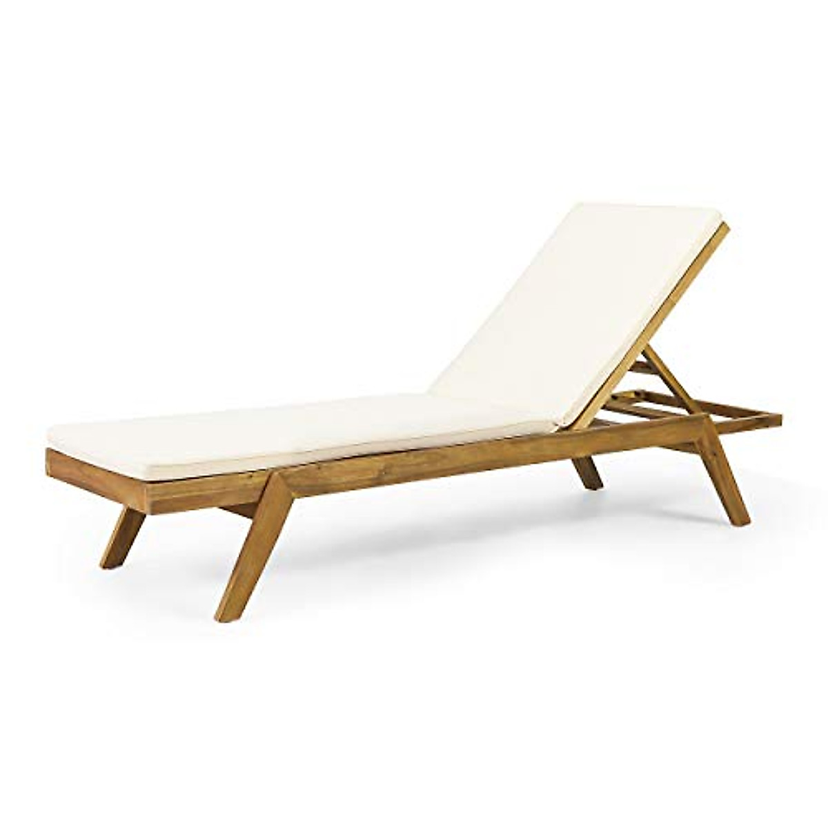 Christopher Knight Home 314846 Caily Chaise Lounge Set, Teak Finish + Cream