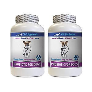 PET SUPPLEMENTS Dog Digestive Remedies - PROBIOTICS for Dogs - Healthy Gut - Stop Gas Diarrhea and Bad Breath - Digestive Boost - Dog probiotics Vitamins - 2 Bottles (120 Treats)