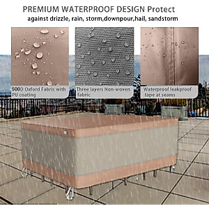 Garden Balsam Waterproof Square Patio Table and Chair Cover Beige 74" L X 74" D X 28" H Outdoor General Purpose Furniture Covers Patio Furniture Set Cover