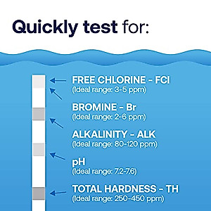 HTH Spa Care 6-Way Test Strips, Spa & Hot Tub Chemical Tester, 25 Strips