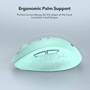 WisFox Bluetooth Mouse, Silent Wireless Mouse Come with 2 Modes (Bluetooth 3.0/5.0 + USB), Multi-Device Portable Cordless Mouse for Laptop, iPad, MacOS, PC, Windows, Android (Mint Green)