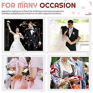 Corsage Wristlet Bracelet Wrist Corsage Prom Elastic Pearl Bands Wedding Corsages Pearl Bracelet Wedding Wristlets DIY Wrist Corsages Accessories for Bridesmaid Bridal Shower Party (16 Pieces)