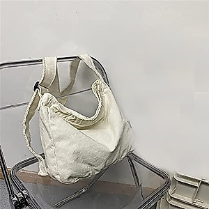GAI Unisex Hippie Bag Hobo Crossbody Bags For Women Large Canvas Boho Shoulder Bag Shopping Bag (One Size,White)