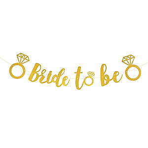 Bride to Be Banner, Glitter Gold Bridal Shower Banner Bride to be Decorations Bachelor Party Banner for Wedding Engagement Party Sign Decoration