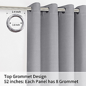 LUSHLEAF Blackout Curtains for Bedroom/Living Room/Kitchen Thermal Insulated Grommet Linen Look Room Darkening Curtain Primitive Window Draperies 2 Panels,52 x 84 inch Grey