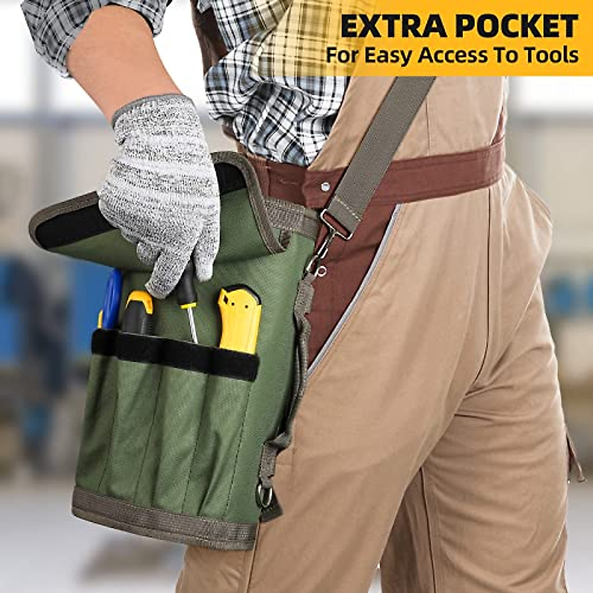 UUP Tool Roll Bag, Roll Up Tool Bag with Detachable Pouches, Heavy Duty Wrench Roll Tool Organizer with 11 Pockets, Canvas Tool Bag for Motorcycle, Mechanic, Electrician, Woodworker & Hobbyist