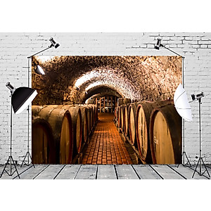 BELECO 10x8ft Fabric Vintage Wine Cellar Backdrop Old Winery Wine Barrels Underground Wine Cellar Storage Room Background Bar Club Pub Scene Background Men Adults Portrait Photoshoot Studio Props